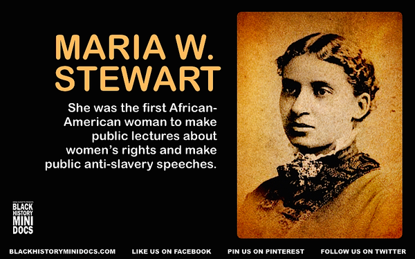 Maria Stewart, la primera afroamericana en hablar ante una audiencia ...